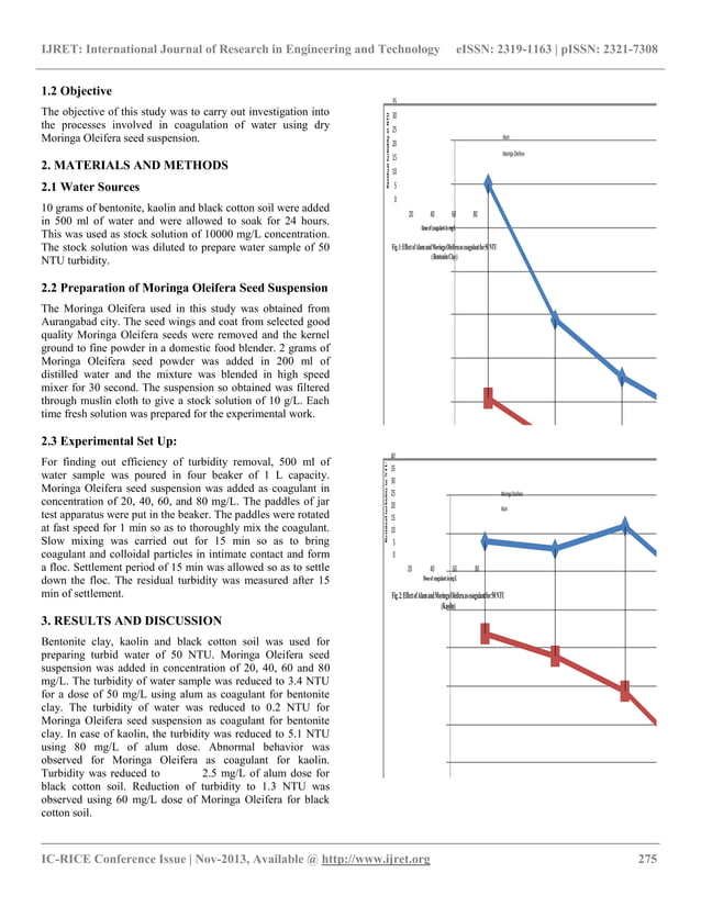 Study on utilization of moringa oleifera as coagulation | PDF