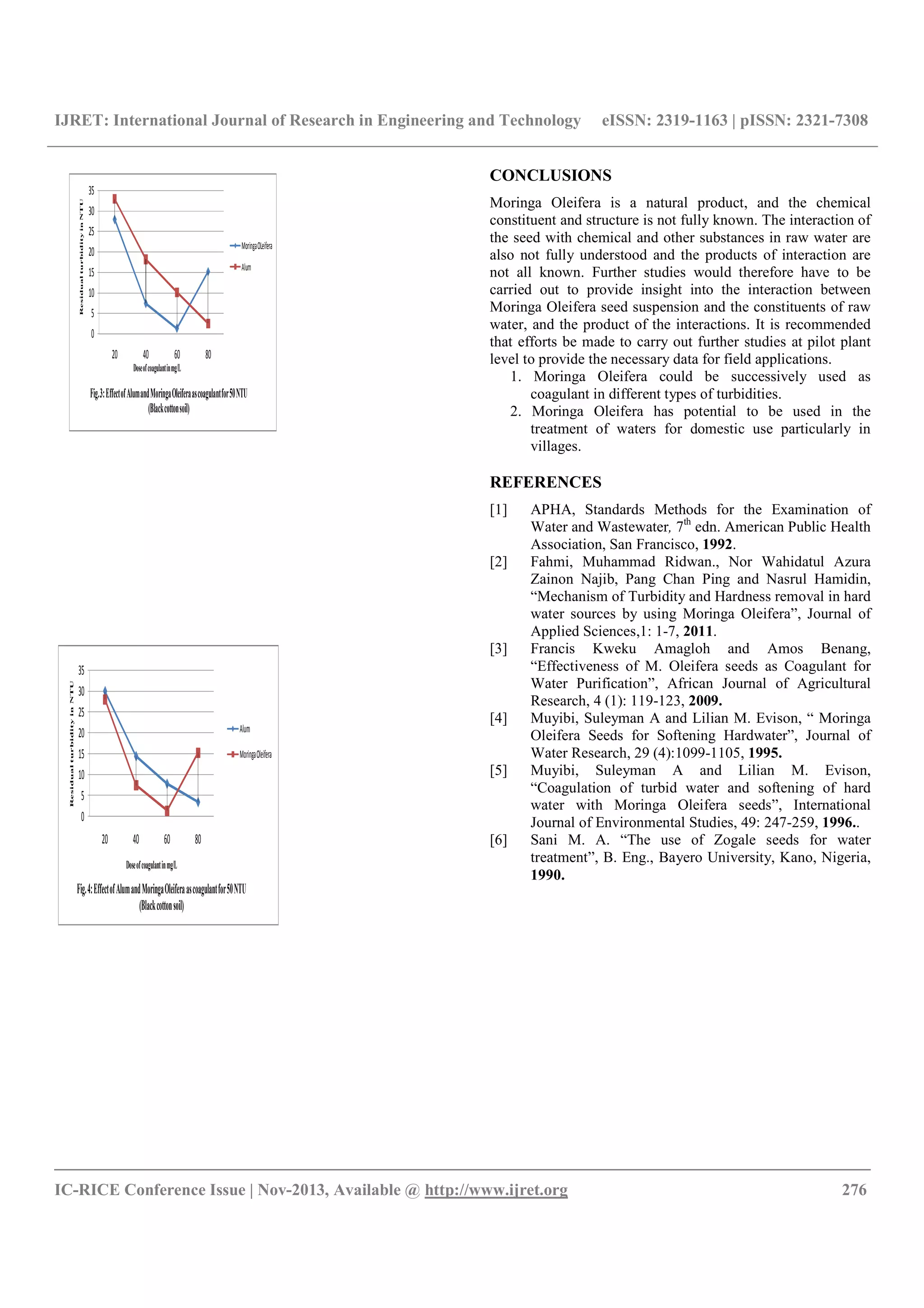 Study on utilization of moringa oleifera as coagulation | PDF