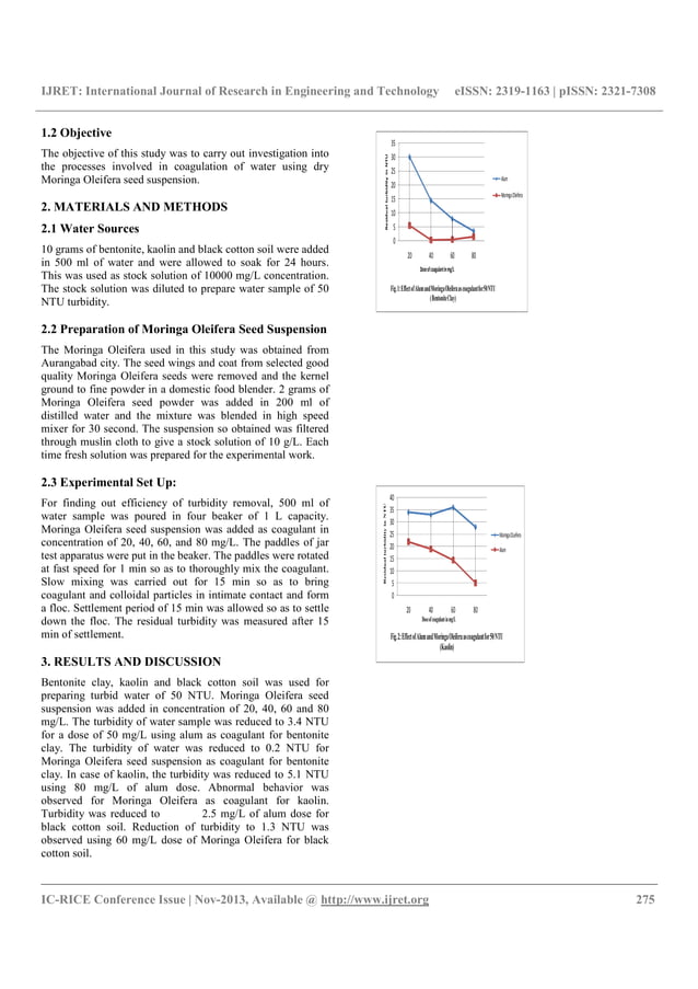 Study on utilization of moringa oleifera as coagulation | PDF