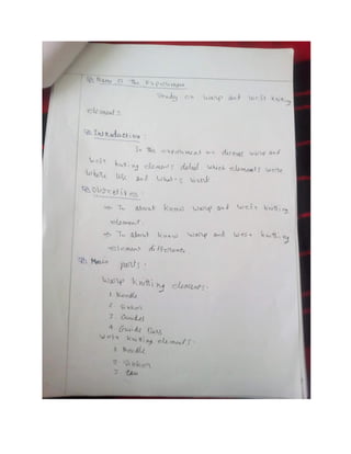 Study on weft and; warp knitting elements lab report | PDF