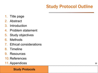 Study protocols development | PDF