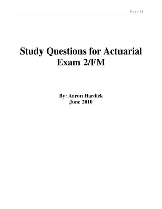 Study questions for actuarial exam 2 fm | PDF