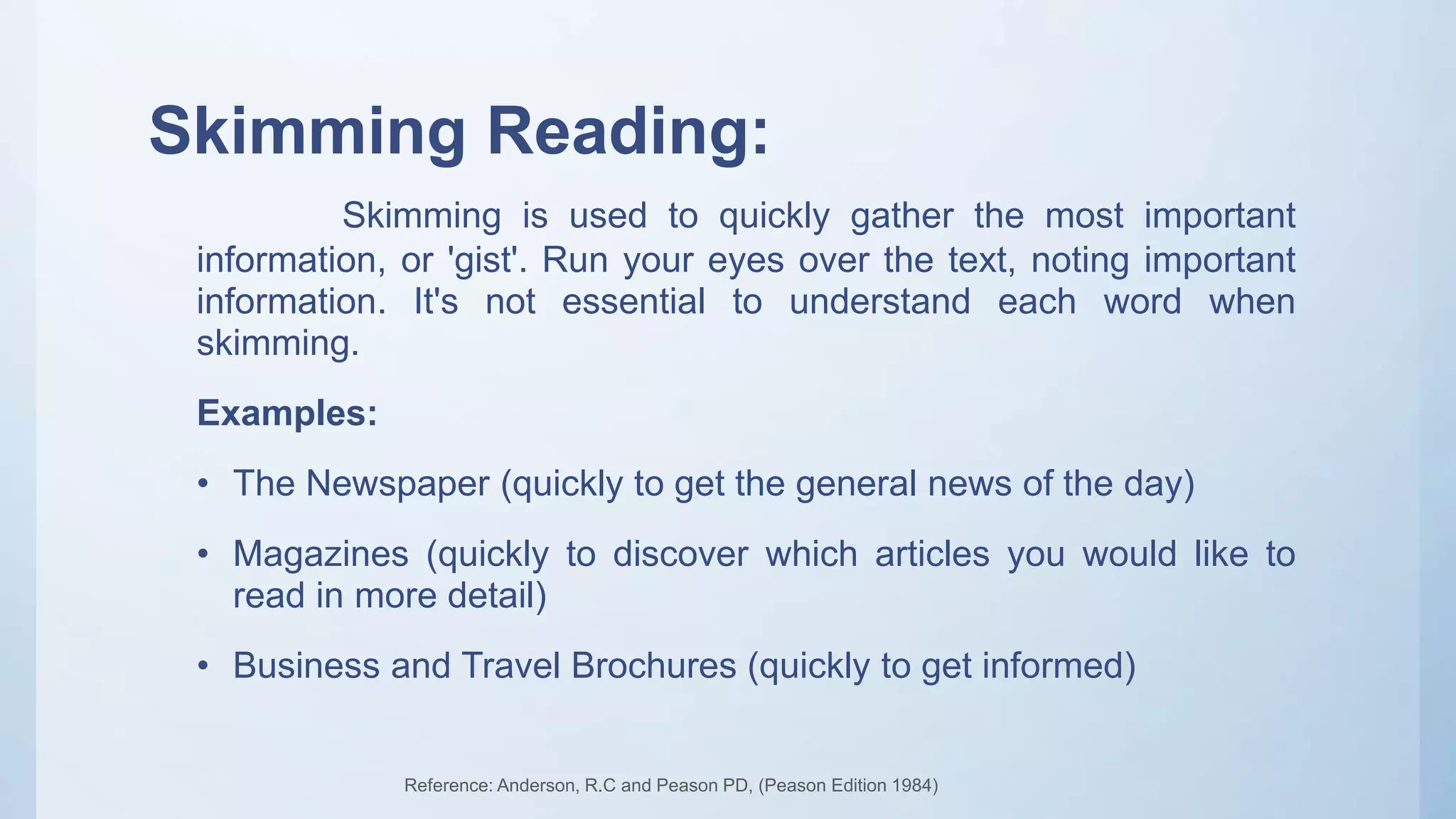 Study skills and types of reading | PPTX