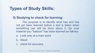 Study skills and types of reading | PPTX