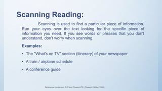 Study skills and types of reading | PPTX