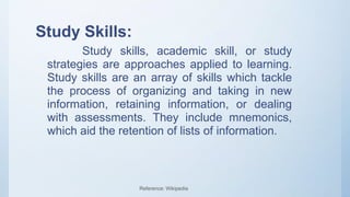 Study skills and types of reading | PPTX