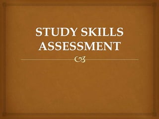 Study skills assessment | PPTX