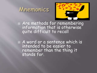Study skills memory techniques | PPTX