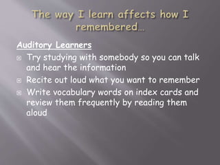 Study skills memory techniques | PPTX
