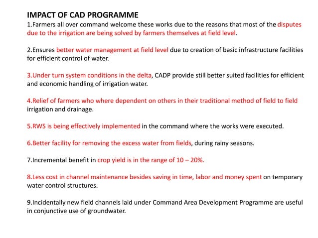 THE COMMAND AREA DEVELOPMENT PROGRAMME.ppt | Agriculture | Industries