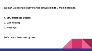 Study start up activities in clinical data management | PDF