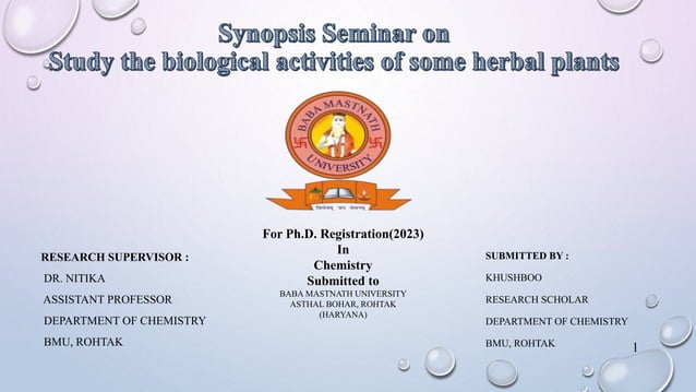 Study the biological activities of some herbal plants.pptx