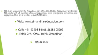 Study tips for reg exam | PPTX | Resume Writing and Advice | Job Search