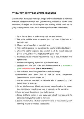 Study tips for visual learners | DOC