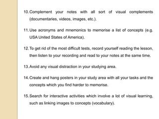 Study tips sheet for visual learners | PPT