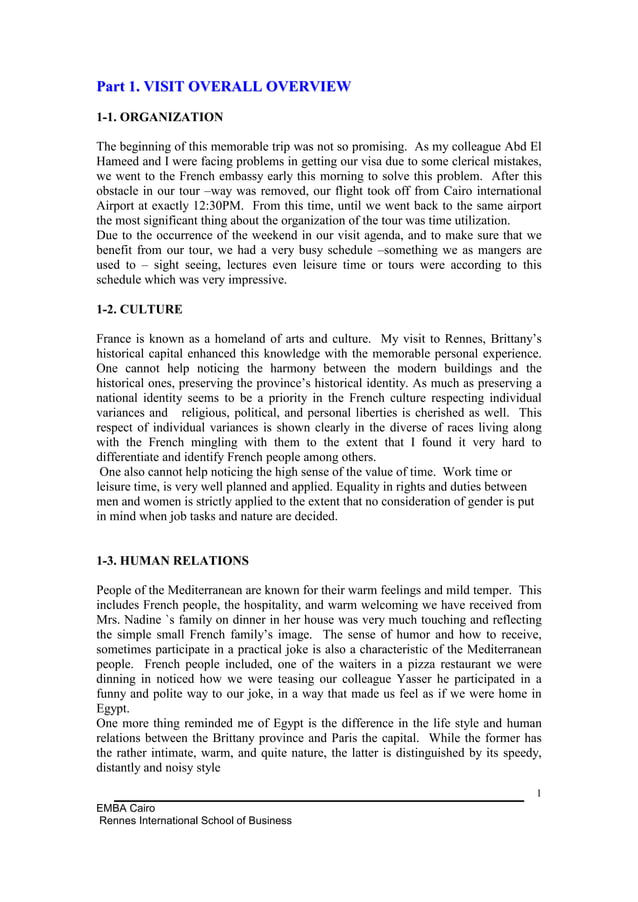 Study tour report | PDF | Business Administration | Business