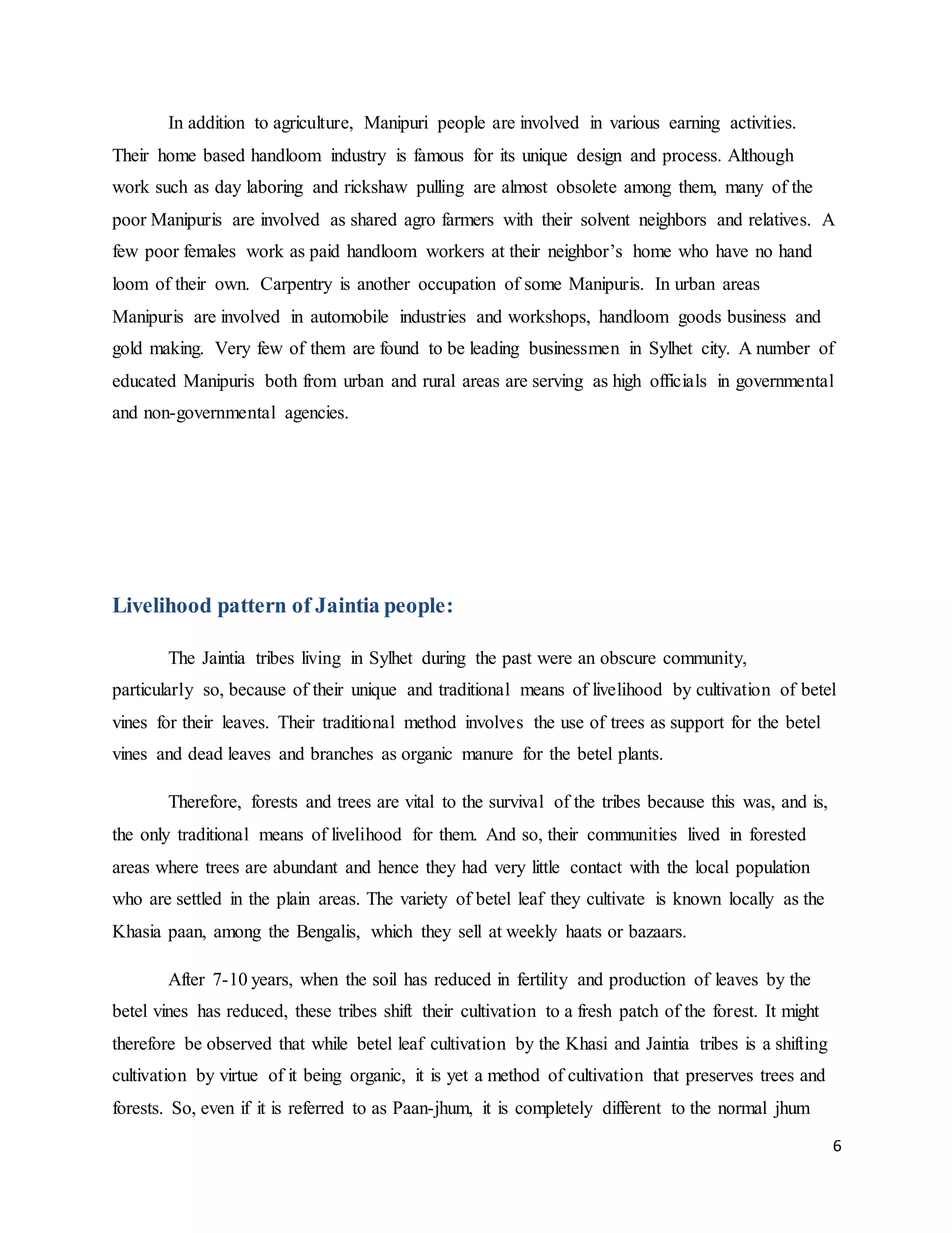 Livelihood pattern of ethnic community in Sylhet, Bangladesh | DOCX