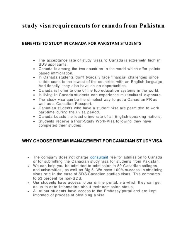 Study Visa Requirements For Canada From Pakistan Study Visa Requirements For Canada From Pakistan