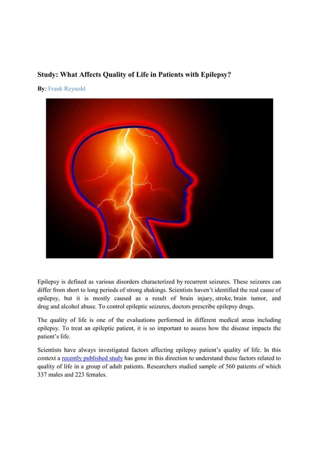 Study what affects quality of life in patients with epilepsy | PDF