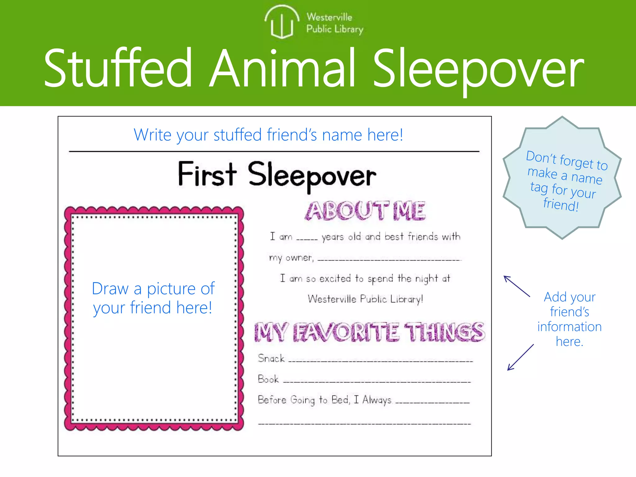 Stuffed Animal Sleepover 2019 | PPTX