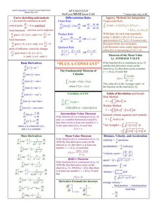 Calculus 2 Formula Sheet