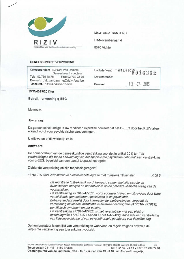 Erkenning van qEEG onderzoek door het RIZIV | PDF