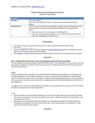 Stukent Mimic Social simulator assignment | PDF