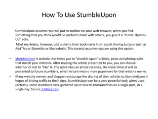 Stumble upon for seo | PPT