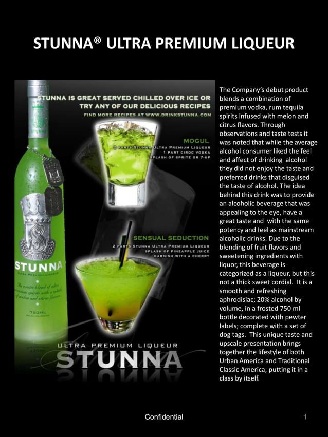 Stunna Ultra Premium Liqueur 072911v1 | PPTX | Alcoholic Beverages ...