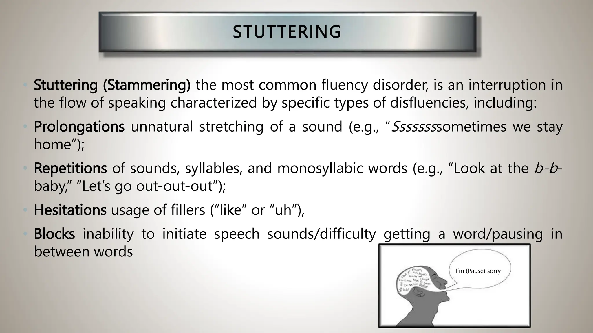 Fluency disorder (Stuttering also known as stammering) | PPTX