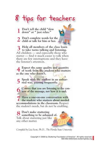 Stuttering straighttalkforteacher 2008 | PDF