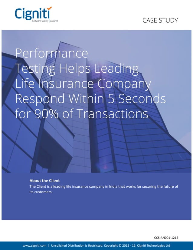 Case Study - Performance Testing Helps Leading Life Insurance Company ...