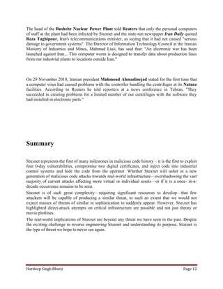 Stuxnet - A weapon of the future | PDF