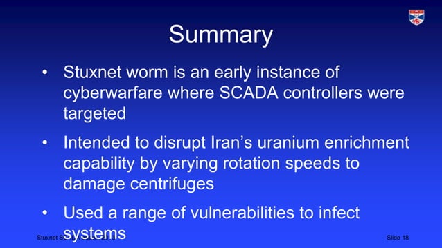Stuxnet worm | PPTX