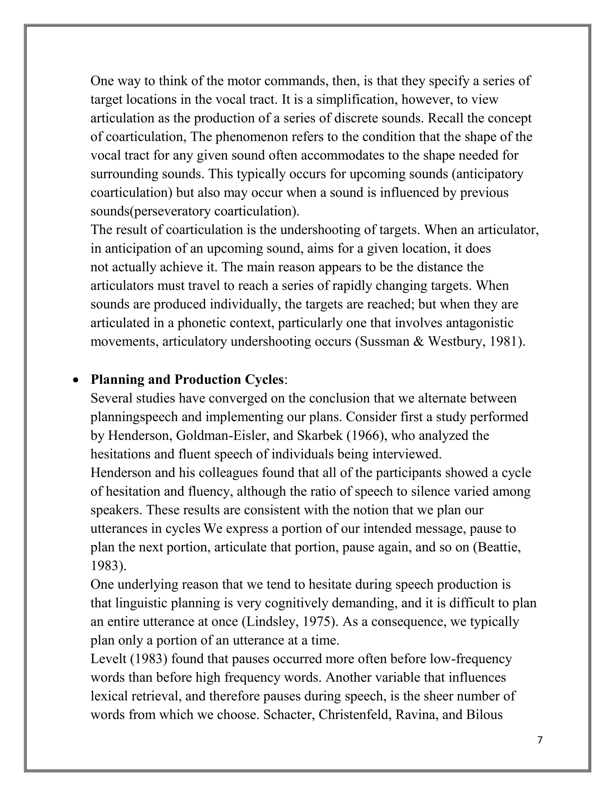 speech production in psycholinguistics | DOCX