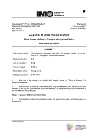 draft IMC 7.03 officer in charge a navigational watch | PDF