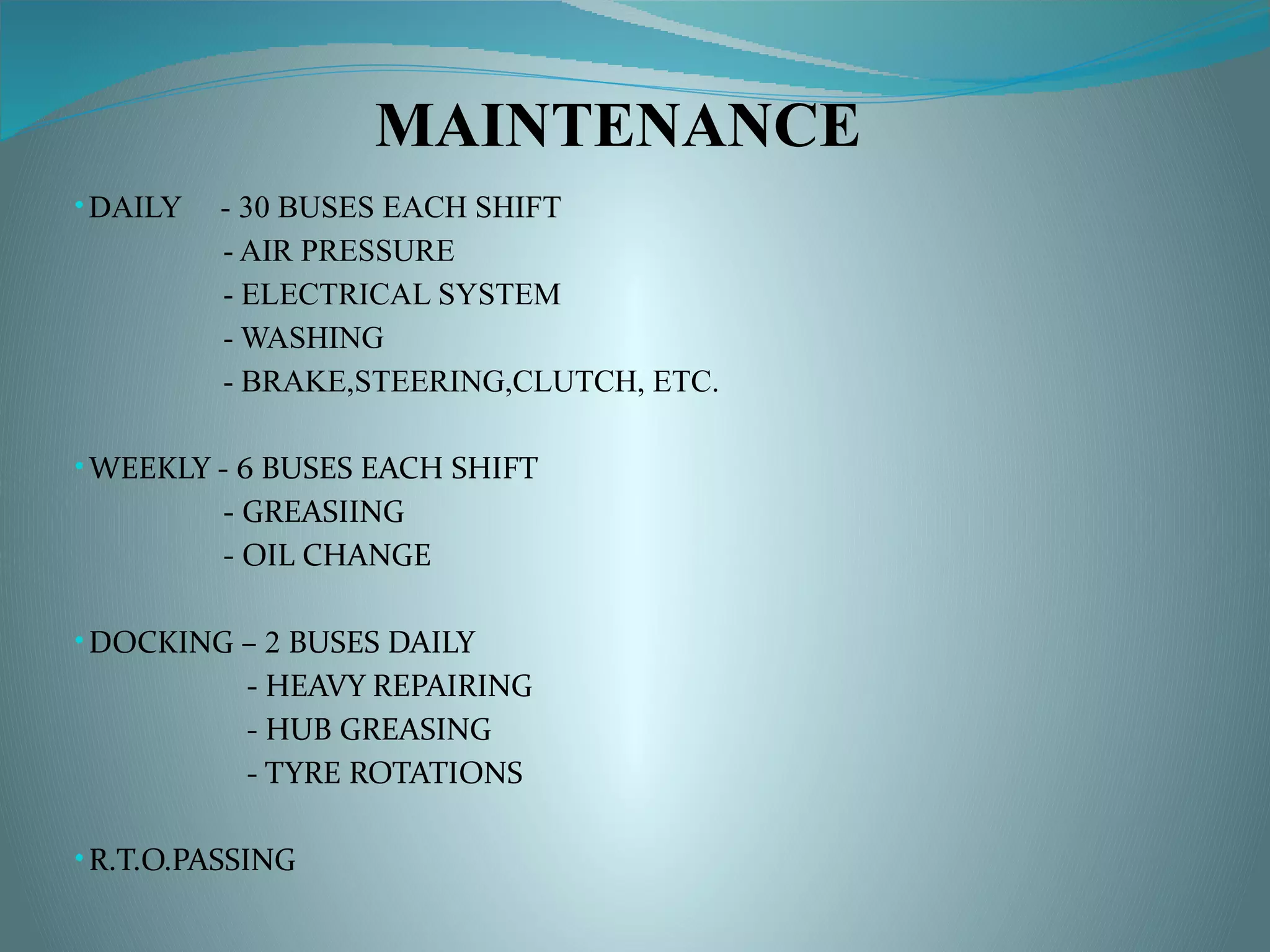 Maintenance of City Buses | PPT