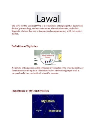 Style and Importance of Style in Stylistics | PDF