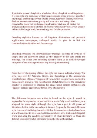 Style and Importance of Style in Stylistics | PDF