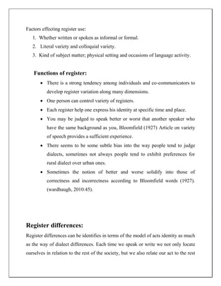 Style and register in sociolinguistics | DOCX