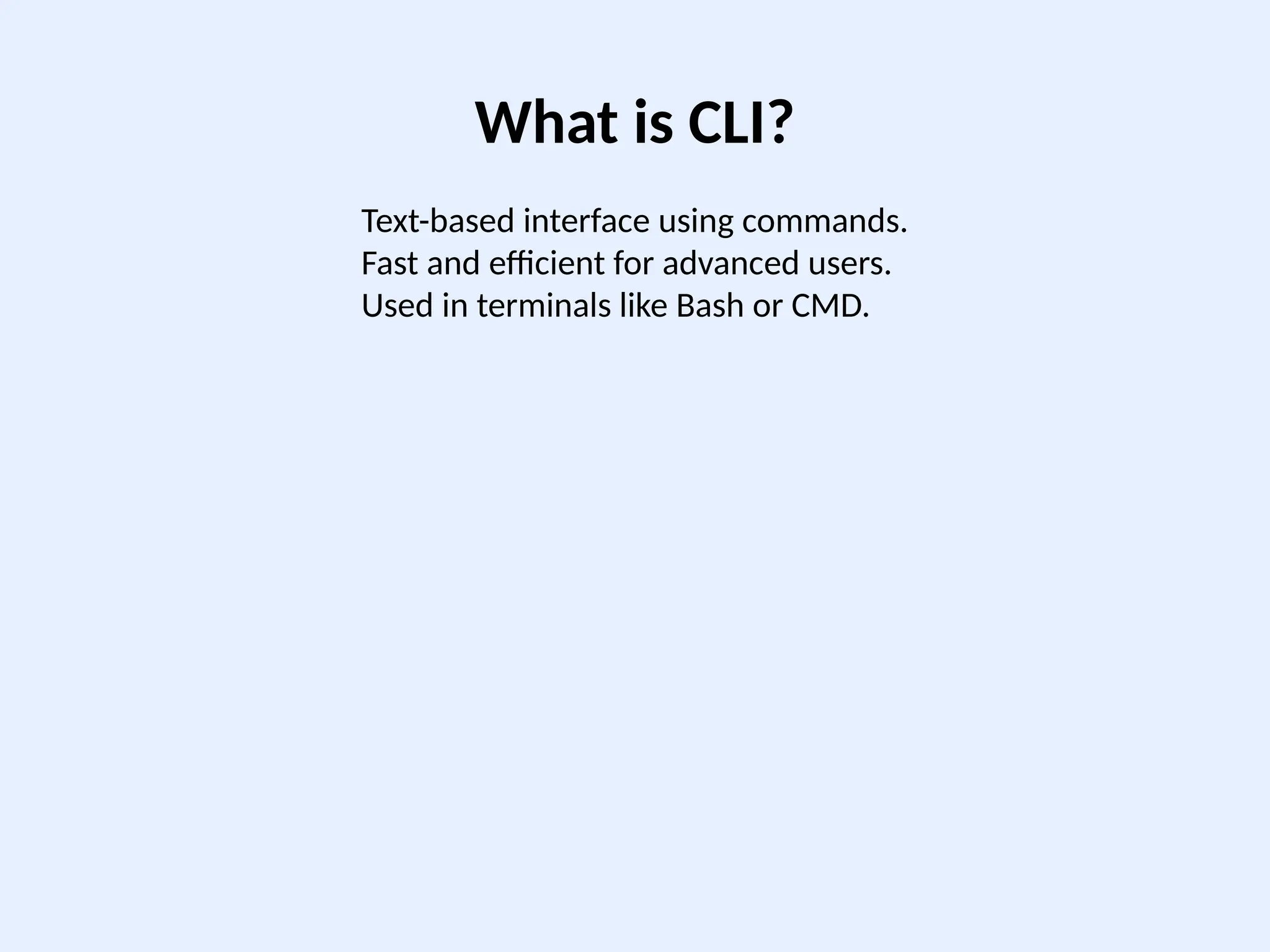 Styled CLI vs GUI pros and cons presentation | PPTX