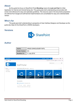 Style guide for share point 2013 branding | PDF