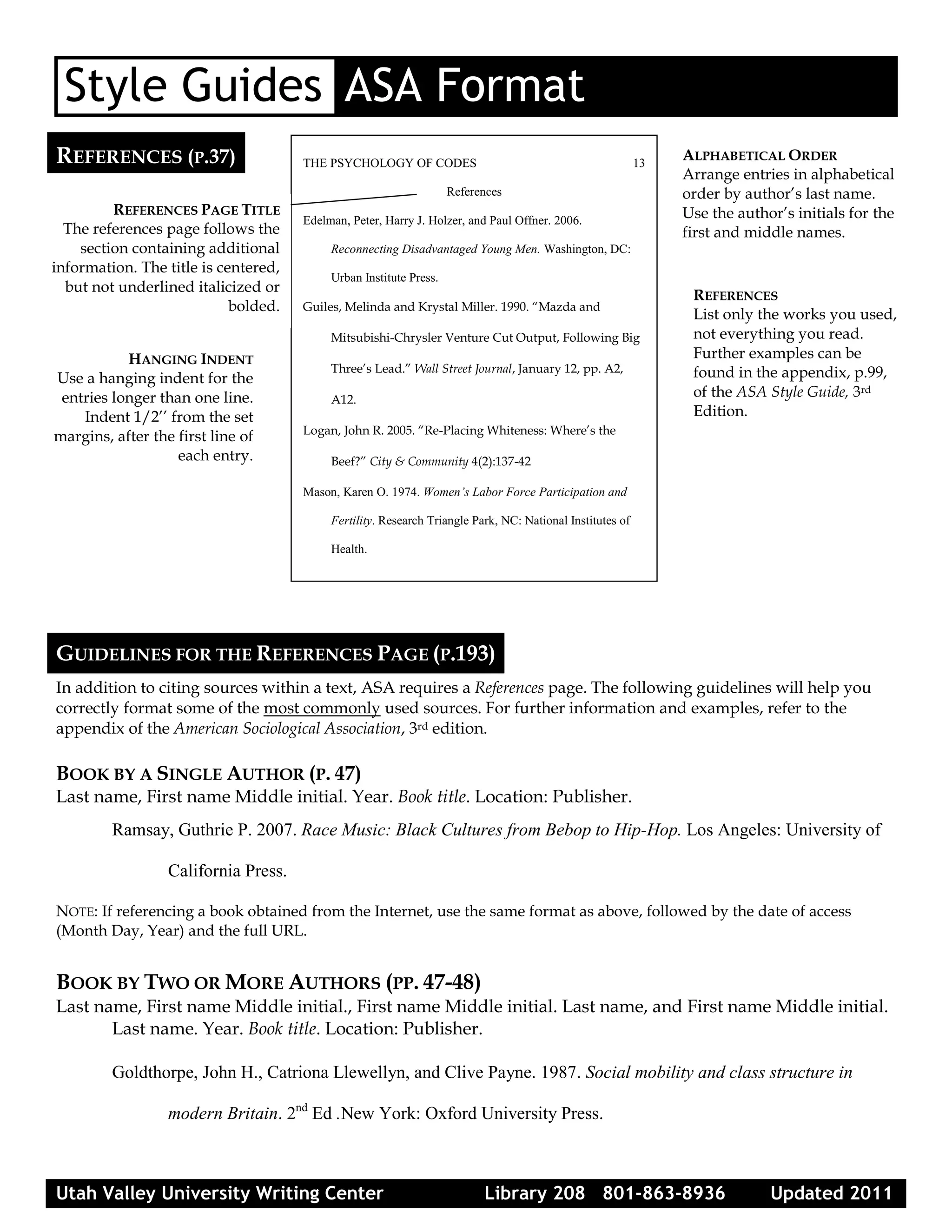 American Sociological Association Format - by Utah Valley University ...