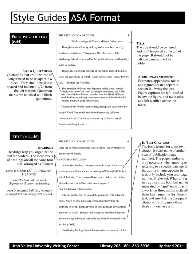 American Sociological Association Format - by Utah Valley University ...