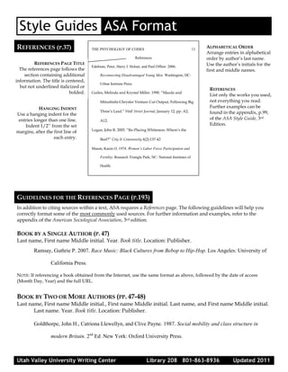 American Sociological Association Format - by Utah Valley University ...