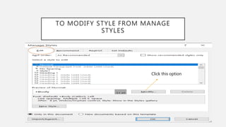 Style in ms word | PPTX | Computing | Technology & Computing