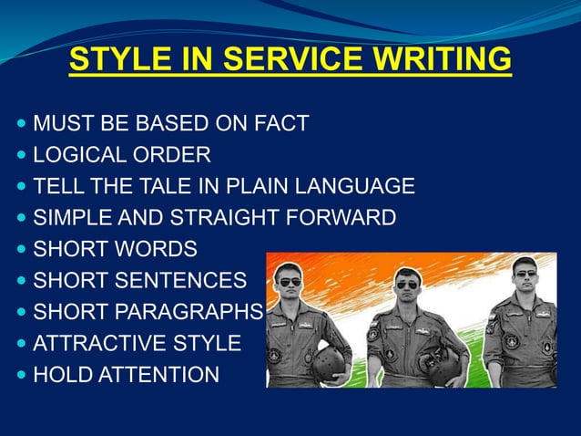 Style in service writing, military writing style in india | PPTX