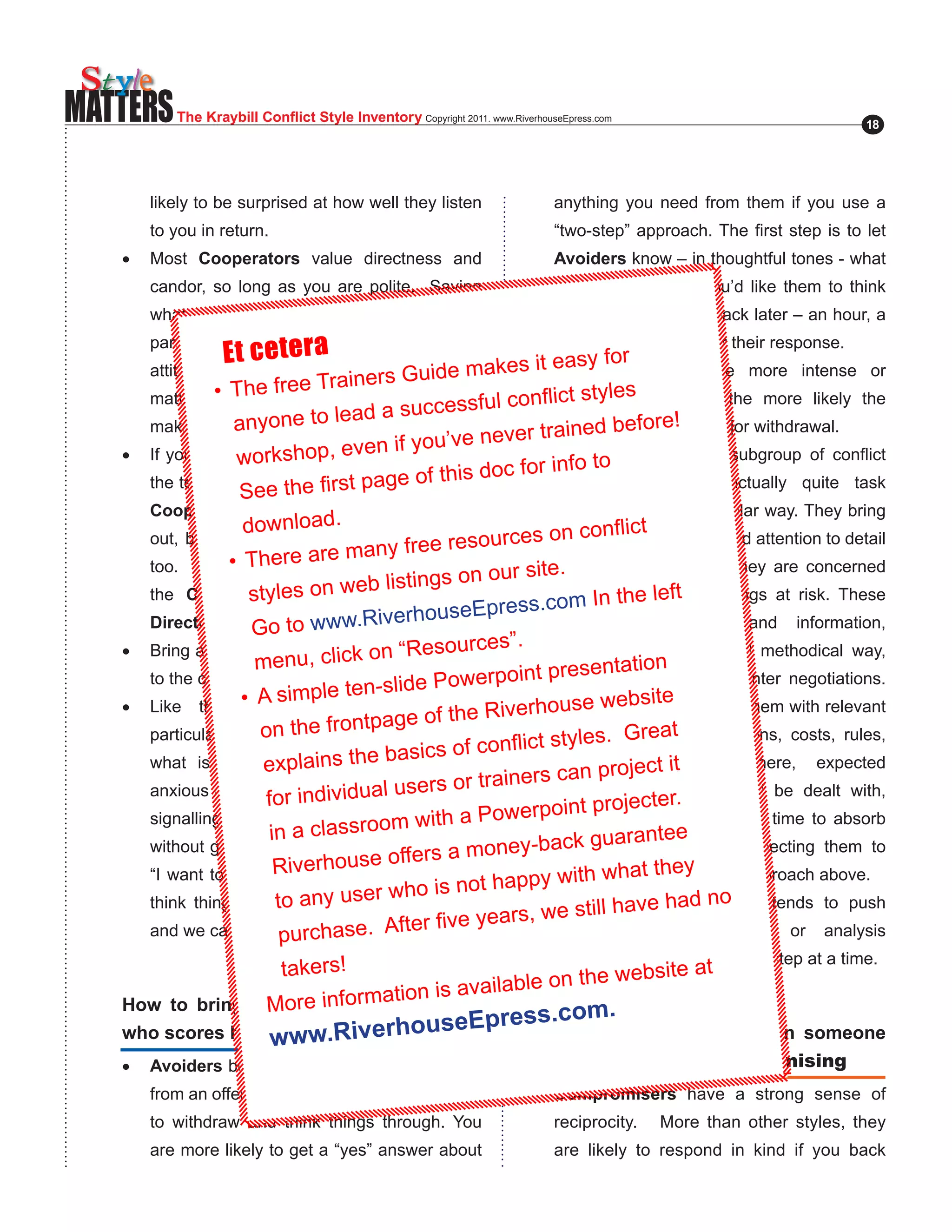 Style Matters Conflict Style Inventory | PDF