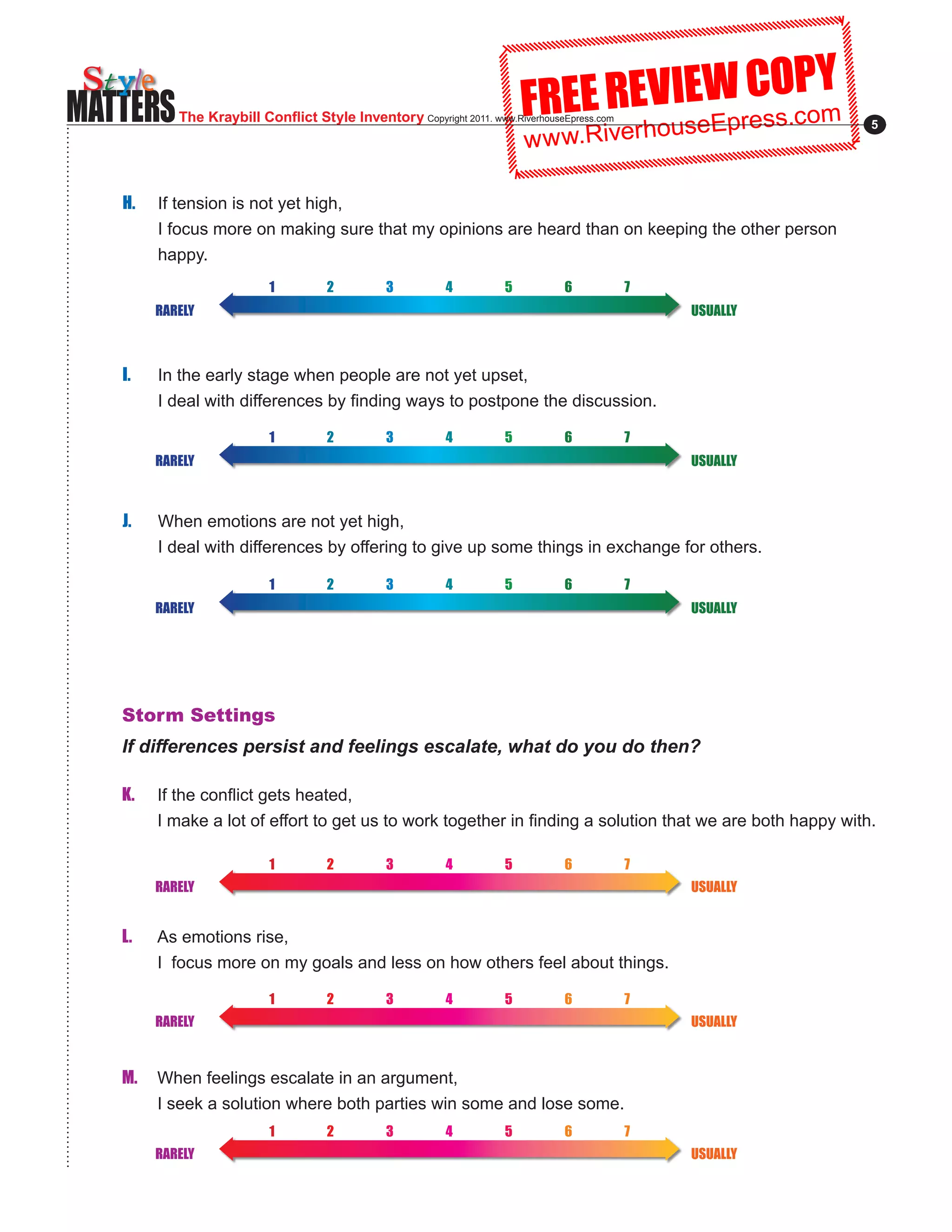 Style Matters Conflict Style Inventory | PDF