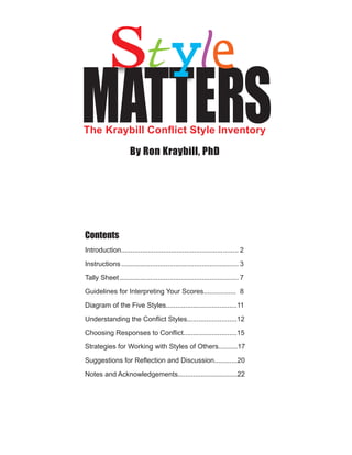 Style Matters Conflict Style Inventory | PDF